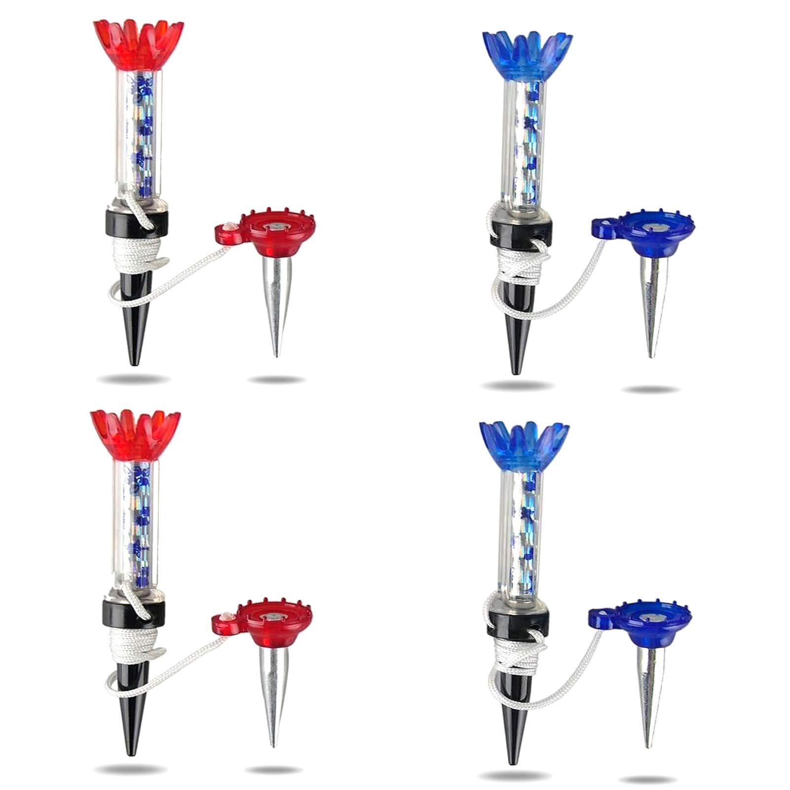 VEASAERS Golf Tees Unbreakable Plastic Magnetic 80 mm Long Bulk Reusable 4 Pack Blue Red Flexible Magnet Tee Lift Step for Men Women Practice Training Set (4 Pack)