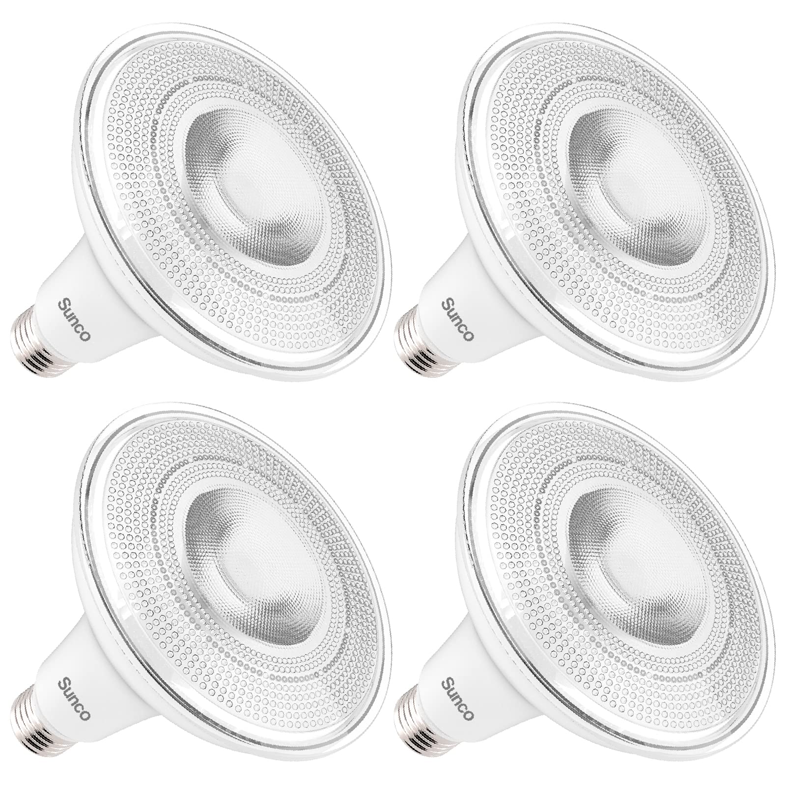 Sunco 4 Pack Outdoor LED Flood Light, 1250 LM, Waterproof PAR38 LED Bulb, Dusk to Dawn, 120W Equivalent 15W, Exterior, Wet-Rated, 2700K Soft White, E26 Base, UL