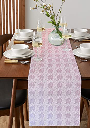 Table Runner 108 Inches Long Plant Gradient Bay Leaf Palm Tree Leaf Coffee Table Runners for Farmhouse Birthday Party Holiday Dinner 13x108in