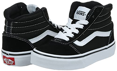 Vans Kids Ward HI Shoes Suede Canvas Black White Size 6