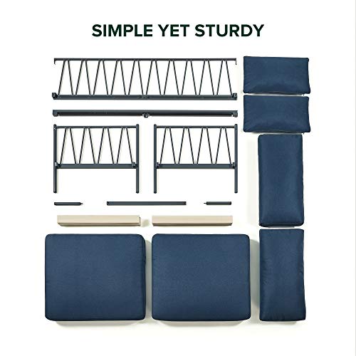 ZINUS Amanda Navy Metal Sofa / Steel Framework with Upholstered Cushions / Easy Assembly