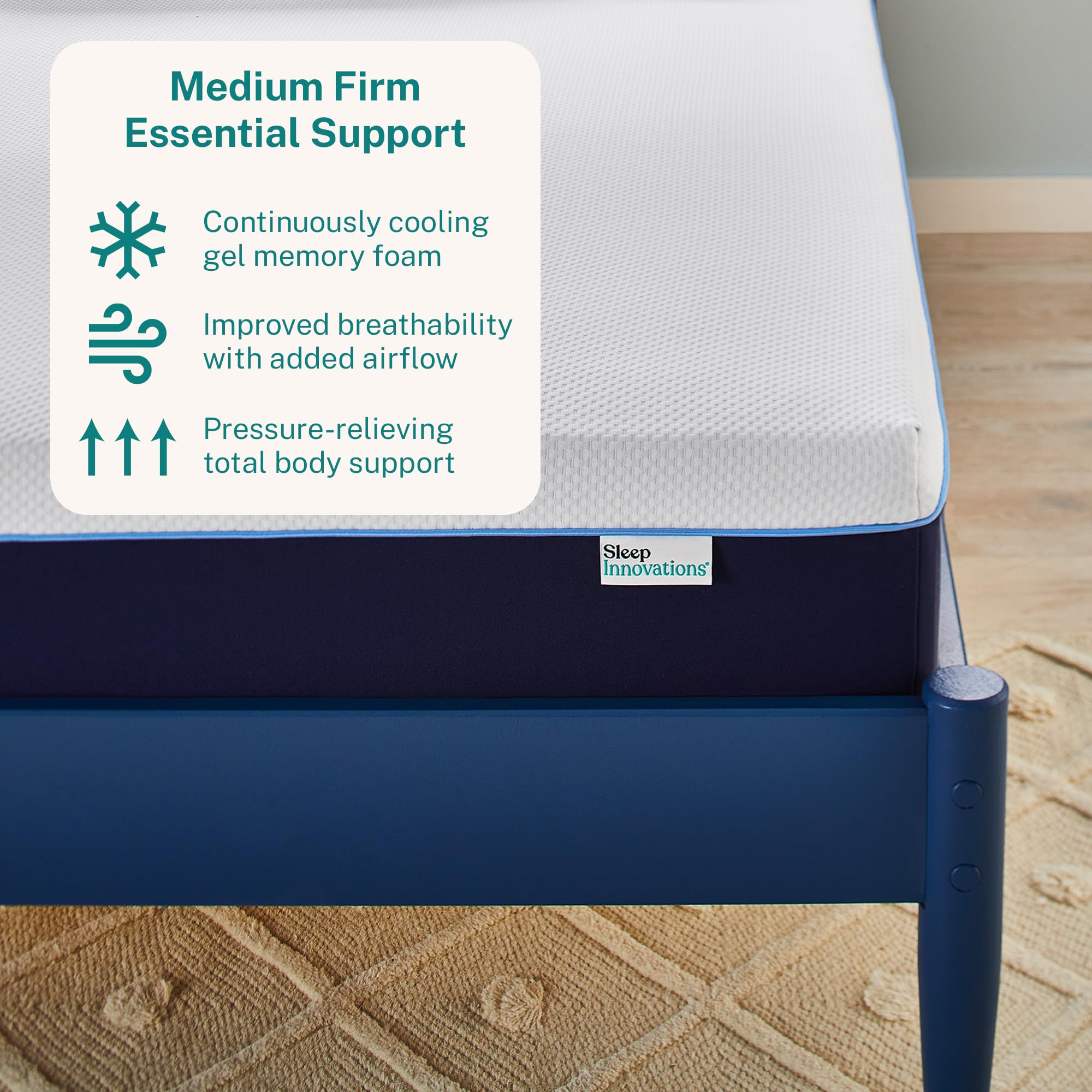 Sleep Innovations Marley 12 Inch Cooling Gel Memory Foam Mattress, Full Size, Bed in a Box, Medium Firm Support
