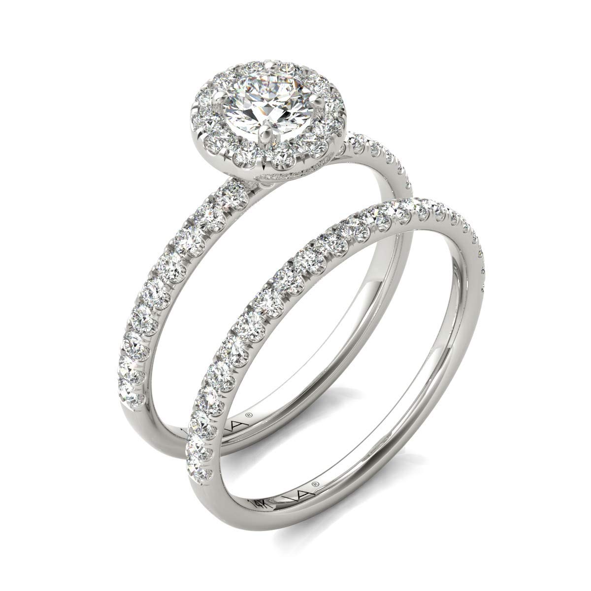 VAARYA Natural Diamonds Wedding Ring Bridal Set AGS Certified 14K White Gold 1.00 Ct. tw. GH/SI2-I1