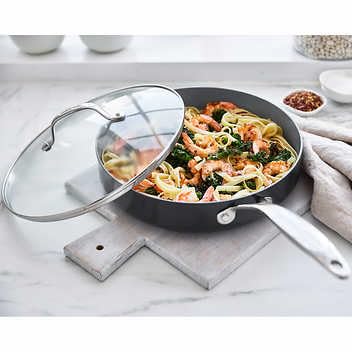 Valencia Pro Ceramic Valencia Pro Hard Anodized Healthy Ceramic Nonstick 11 Piece Cookware Pots and Pans Set, PFAS-Free, Induction, Dishwasher Safe, Oven Safe, Gray
