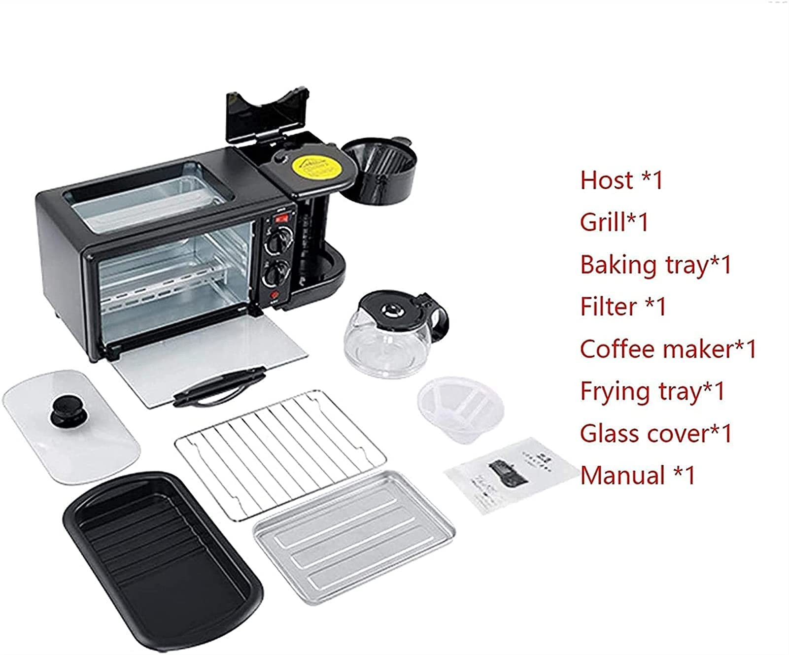 Tabletop Electric Oven Breakfast Machine Electric Baking Bakery Roast Oven Grill Multifunction Coffee Maker Pizza Oven Egg Omelette Frying Pan Toaster