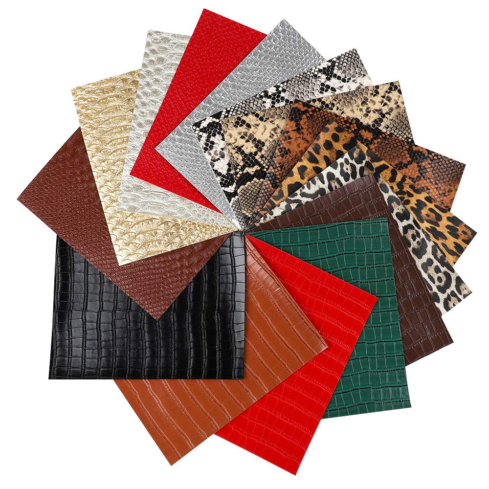 SGHUO 15pcs Faux Leather Sheets Embossed Fabric Sheets for Making Earrings, Hair Bows, Keychains and DIY Valentine's Day Craft (6.3 Inches x 8.3 Inches)
