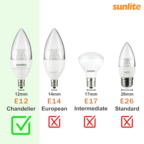 Sunlite LED Filament T8 Tubular Light Bulb, 2 Watts (25W Equivalent), Candelabra E12 Base, Dimmable, 85 mm, UL Listed, 130 Lumens, 2700K Soft White, 12 Count