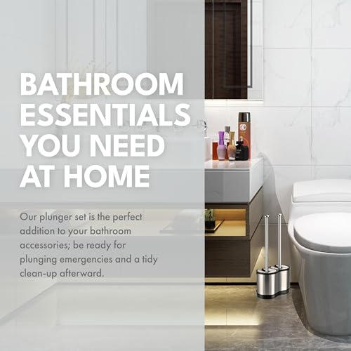 ToiletTree Products Modern Deluxe Freestanding Toilet Brush and Plunger Combo (Stainless Steel, Brush and Plunger Combo Set 4.5β x 9.75β x 18.5")