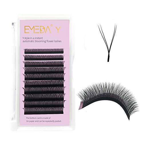 Y Lash Extensions C Curl .07mm 8-12mm Mix Tray Premade Volume 2D Fans Eyelash Extension .07 Mix YY Type Wispies Soft Eye Lashes Supplies by EMEDA (0.07 C MIX 8-12 )