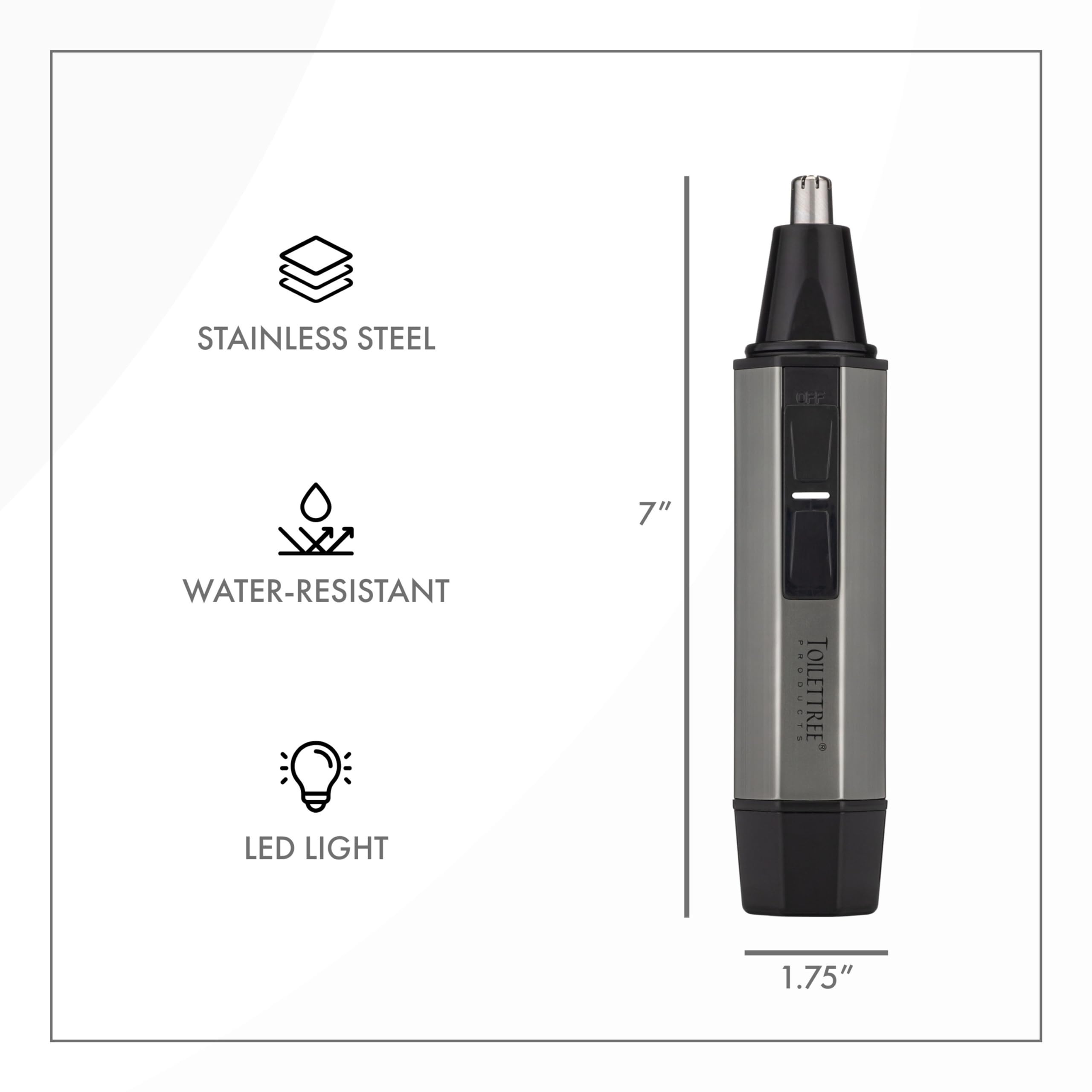 ToiletTree Products Water Resistant Heavy Duty Steel Nose Trimmer with LED Light and Travel Case