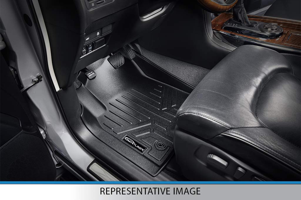 SMARTLINER Custom Fit Floor Mats 3 Row Liner Set Black Compatible with 2018-2023 Chevrolet Traverse with 2nd Row Bucket Seats
