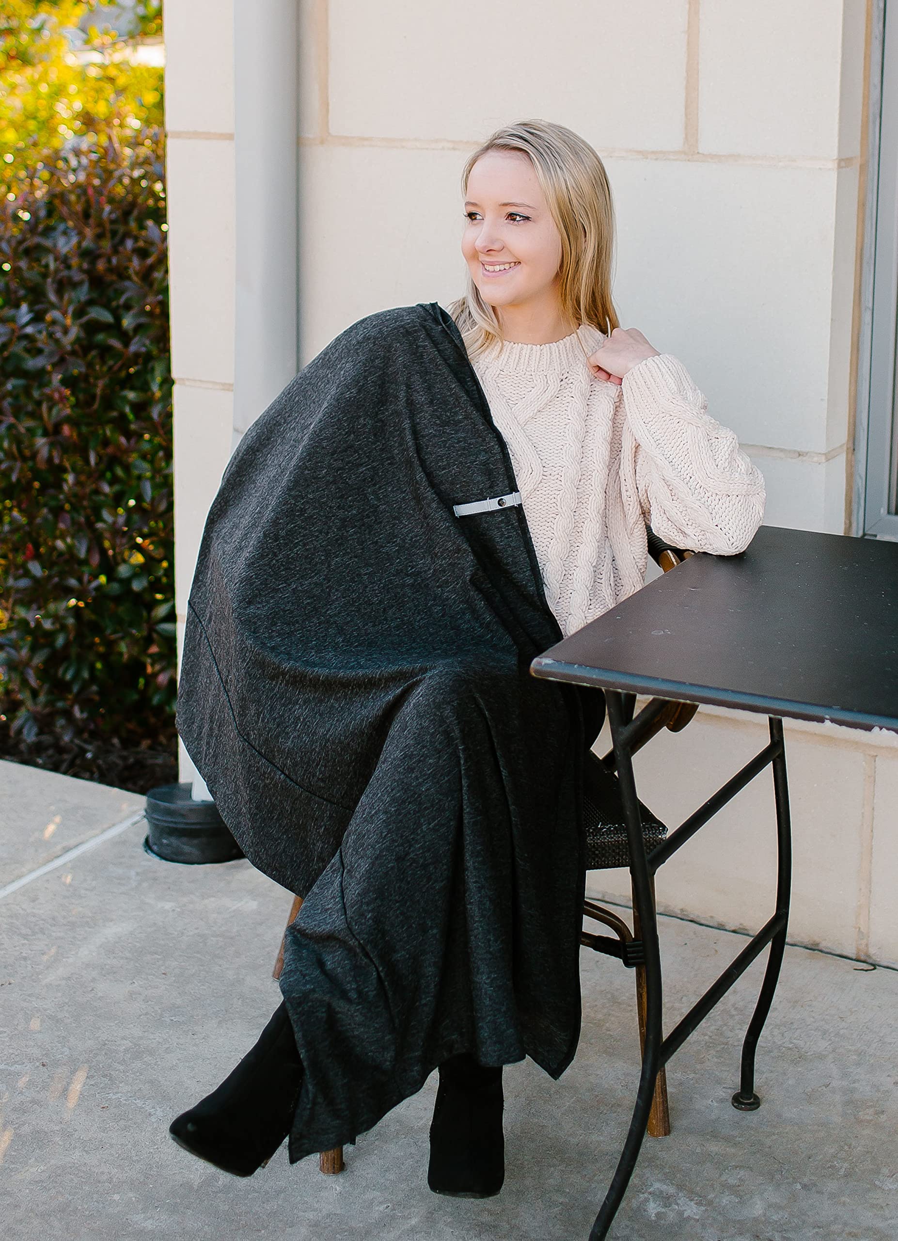 Zero Grid Infinity Fashion Scarf with Hidden Pockets Converts to Blanket and Wrap Perfect for Travel
