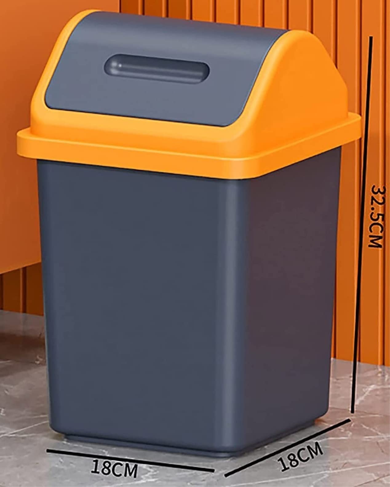 Trash Can Kitchen Trash Bin Flip Bin Trash Can 10 Litre Plastic Indoor Recycle Recycling Waste Bin with Shake Lid Garbage Can Bedroom Garbage Bin (Color : Blue, Size : 18 * 18 * 32.5cm)