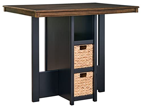 Signature Design by Ashley Dolingham Modern Counter Height Dining Table Set with Storage, Set of 5, Black & Dark Brown