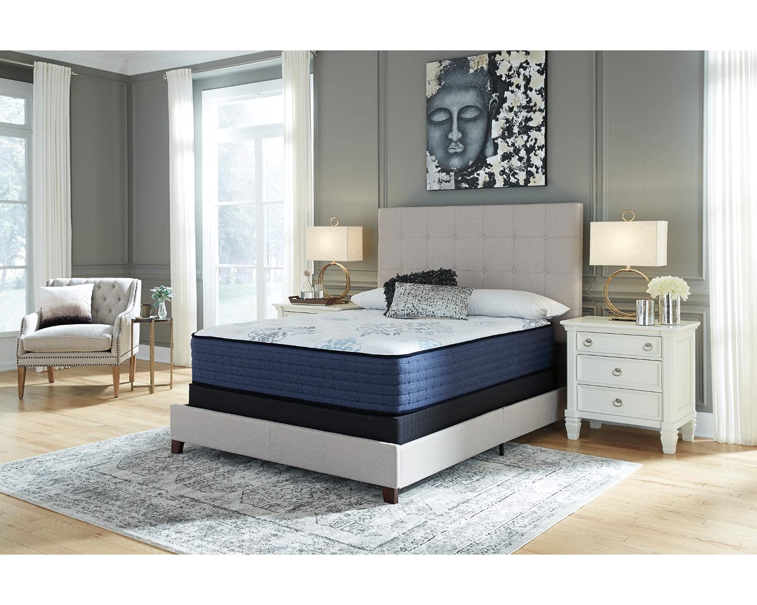 Signature Design by Ashley King Size Mt Dana 16 Inch Plush Eurotop Hybrid Mattress with Gel Memory Foam for Lumbar Support