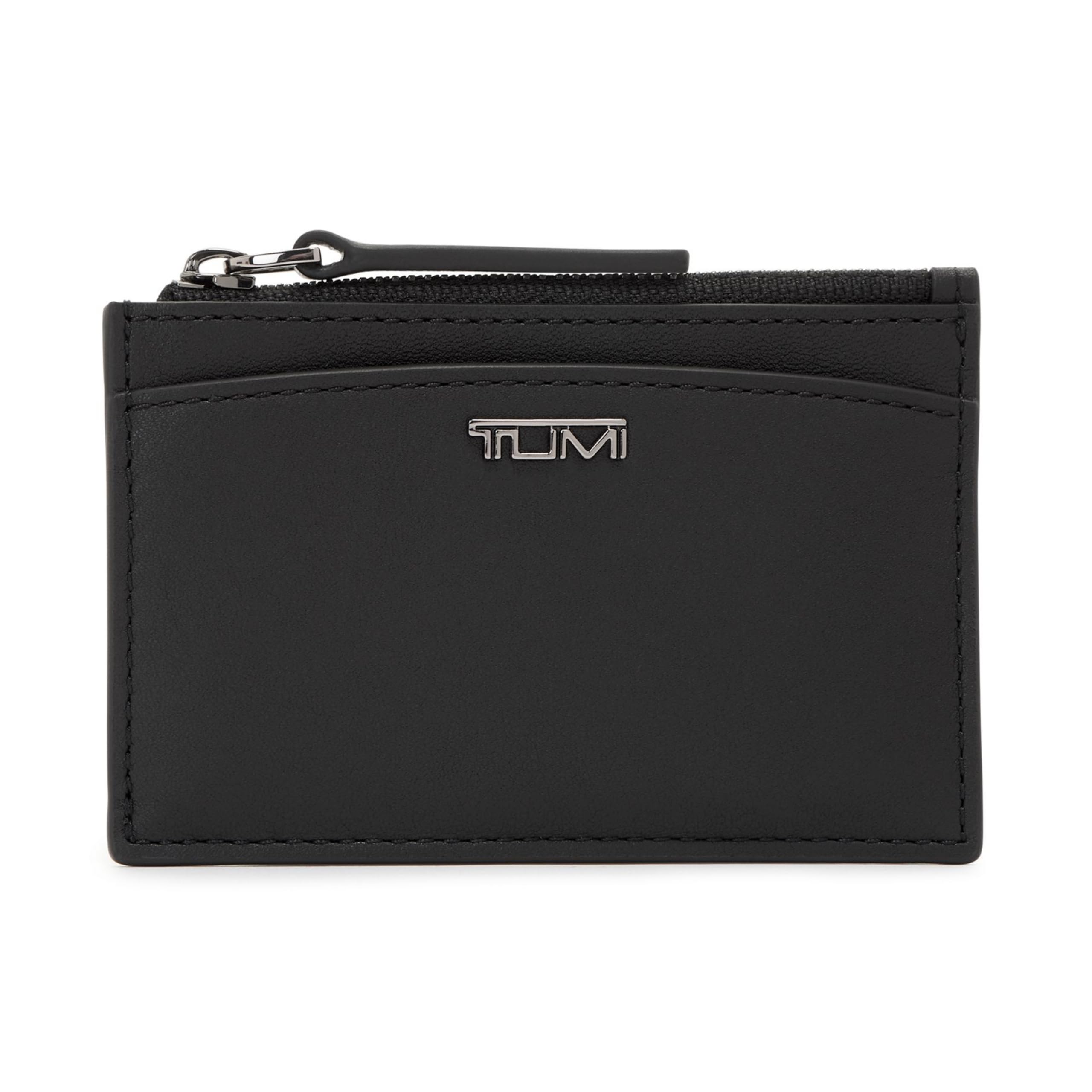TUMI - Belden Leather Zip Card Case for Women - Card Holder Wallet - Silver Camo