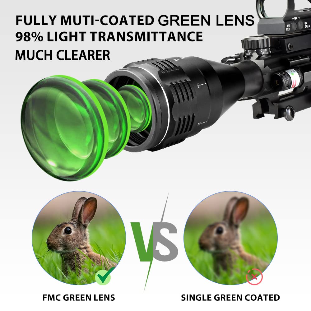 XOPin 4-16x50AO Rifle Scope Combo Dual Illuminated with Green Laser Sight 4 Holographic Reticle Red/Green Dot for Weaver/Rail Mount