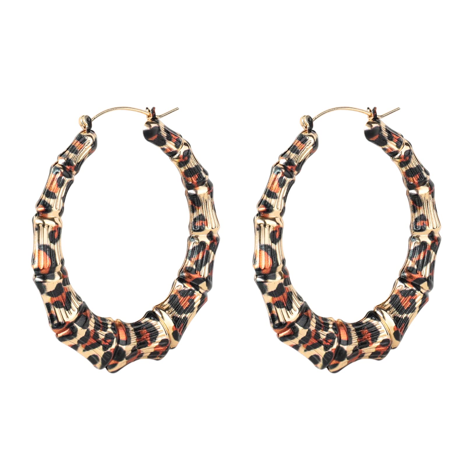 VOYOMI Leopard Hoop Earrings for Women - Large Statement Geometric Circle Earrings,Drop Dangle Earrings Fashion Jewelry for Girls, Great as Gifts (Leopard Large)