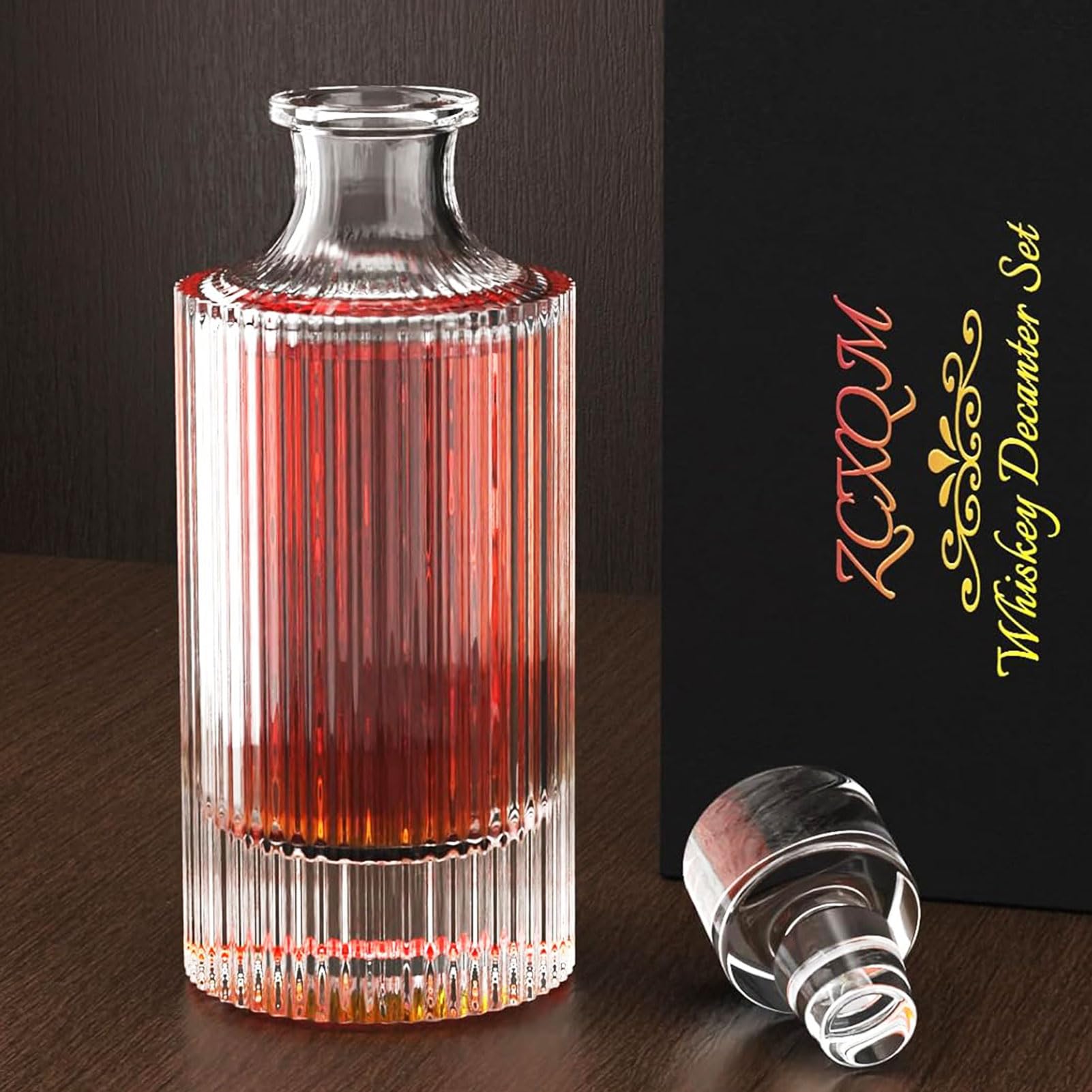 Whiskey Decanter Sets Men, Bourbon Decanter Set for Men, Liquor Decanter with Glass, Whiskey Set Gifts for Dad, Husband, Partner, Bosses, Captain
