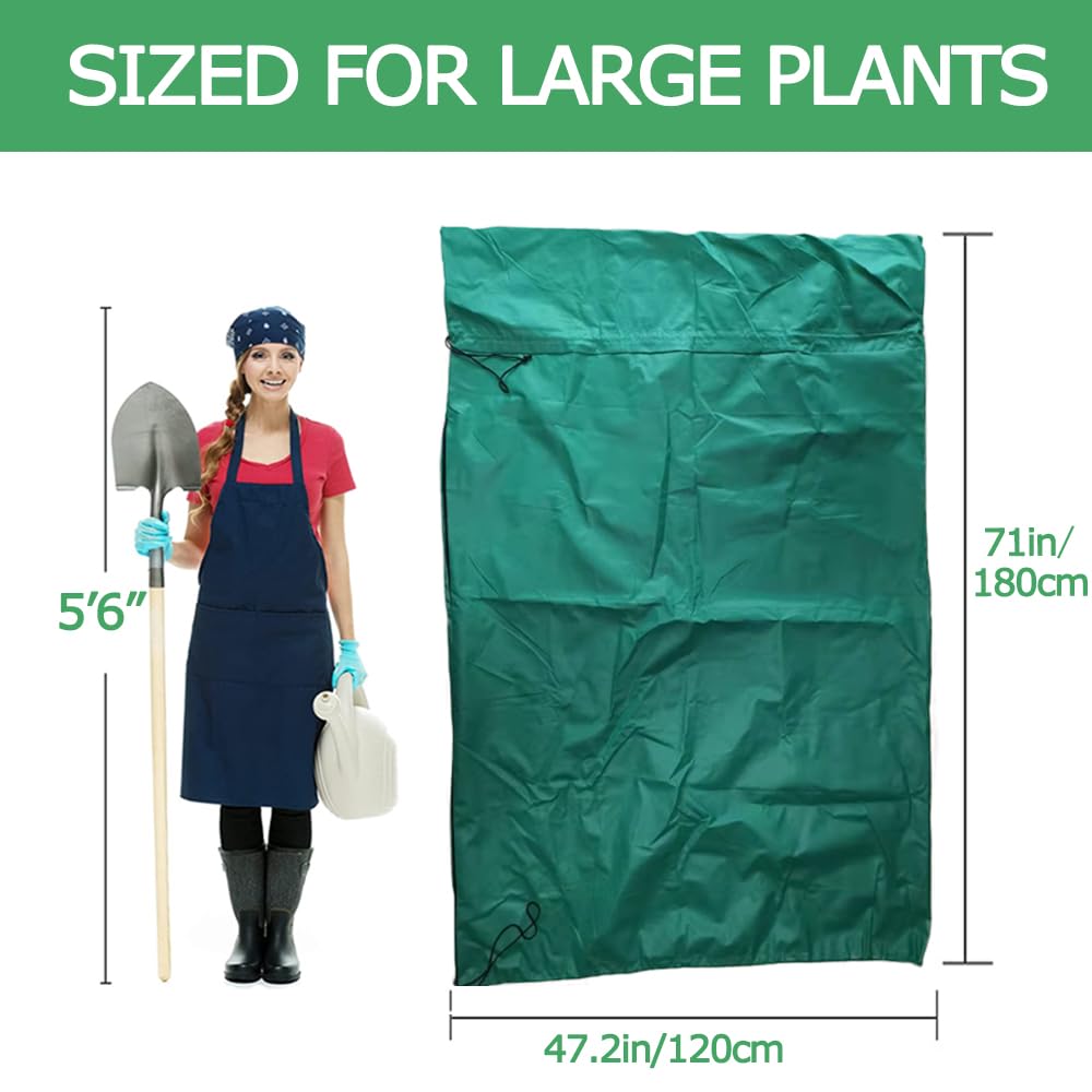 Vinksun Plant Covers Freeze Protection 75"×90" Frost Cloth Blankets for Outdoor Large Plants, Winter Tree Covers Plant Protector with Zipper and Drawstrings 2.2oz Thickened Pot Cover,1 Pack Green