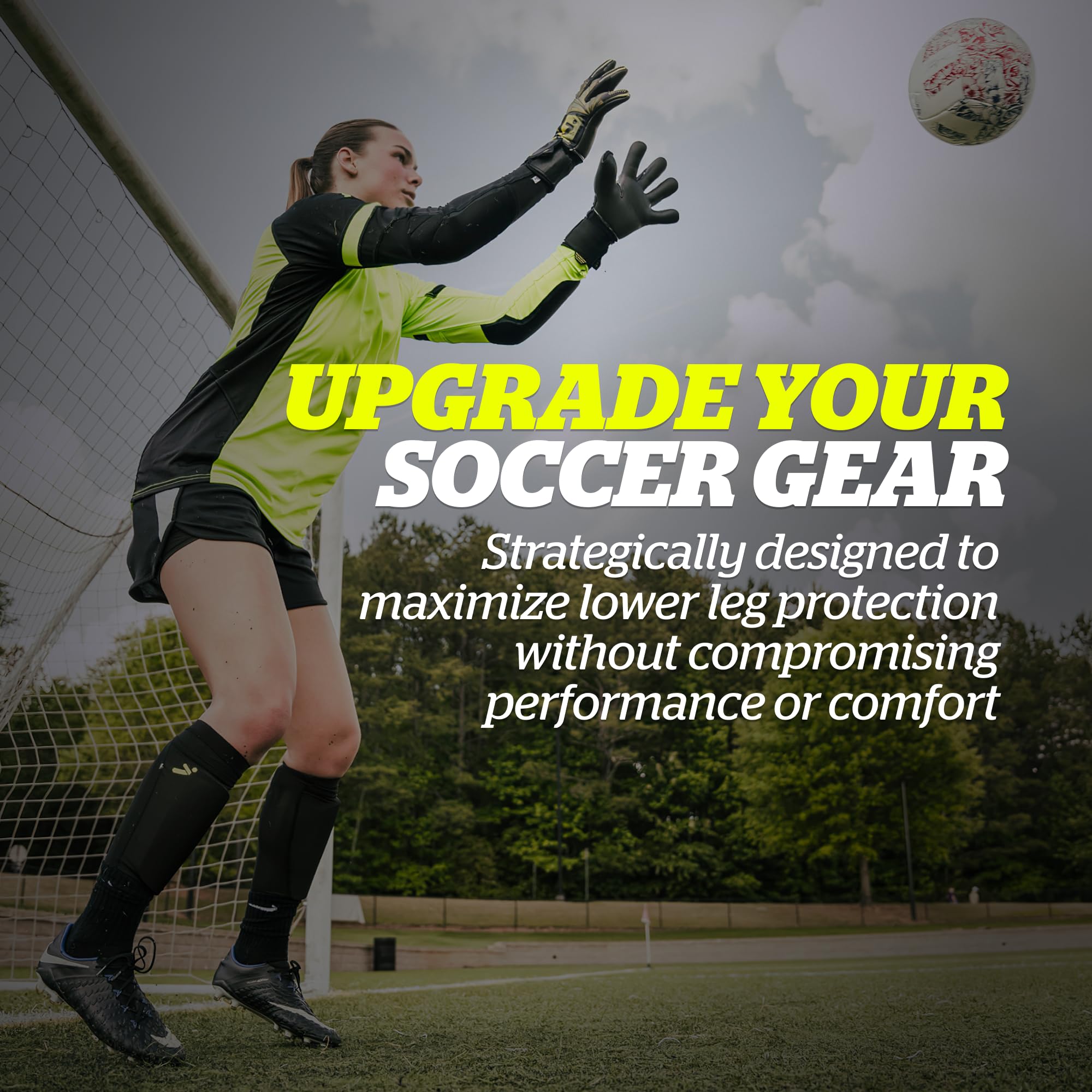 Storelli BodyShield Leg Sleeves, Compression Soccer Shin Guard Holders, Breathable, Sweat-Wicking, Impact Protection, Black, 1 Pair