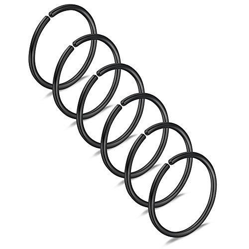 Ruifan 3prs Non Pierced Stainless Steel Clip on Closure Round Ring Fake Nose Lip Helix Cartilage Tragus Ear Hoop 20G 8mm Black Plated