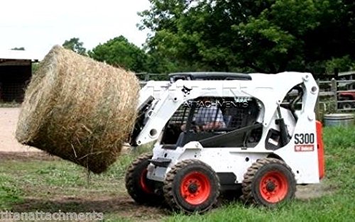 Titan Attachments Skid Steer Hay Frame Attachment, 49" Hay Spear and Stabilizer Spears, Rated 3,000 LB, Quick Tach Mounting, Hay Handing Equipment for Bobcat Tractors