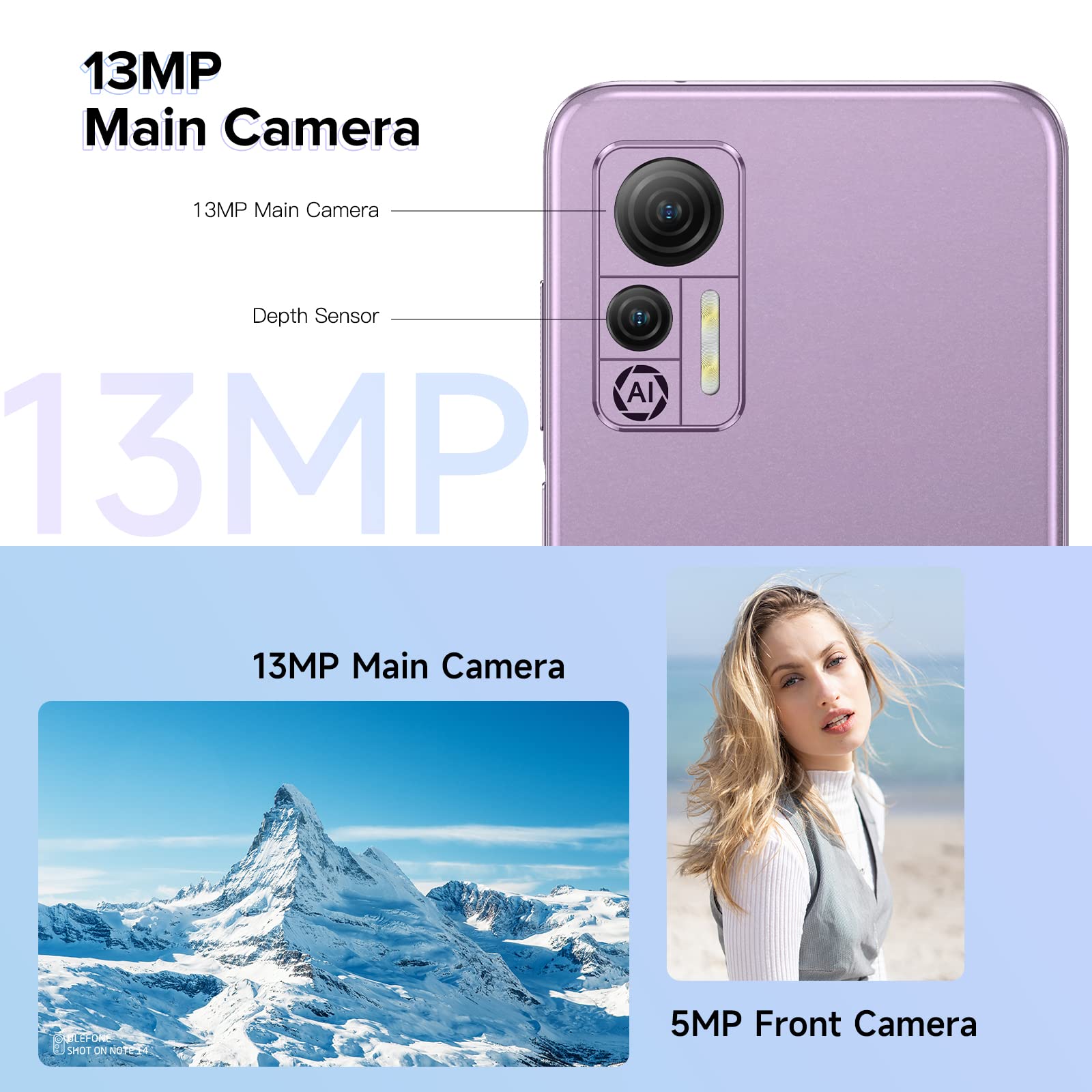 Ulefone Note 14 Pro (4+64GB) Phones Unlocked, Android 12 OS, 6.52” Screen Unlocked Cell Phone, 4500mAh Battery, 13MP+5MP Camera, 4G Dual SIM 3-Card Slots, OTG GPS Mobile Phone- Green