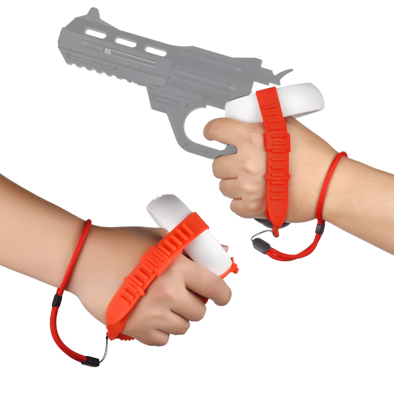 VR Face Cover and Touch Controller Grip Wrist Straps for Oculus Quest 2, Sweatproof Silicone Face Cushion & Adjustable Wrist Knuckle for Oculus Quest 2 VR Headset (Red)