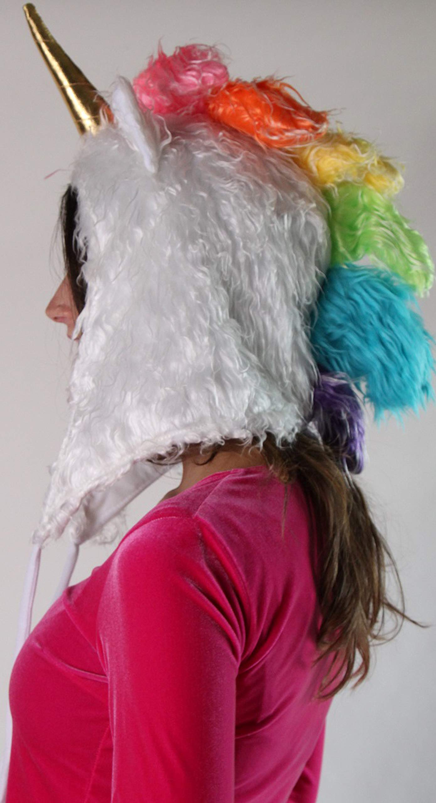 Storybook Wishes Plush Soft Fuzzy Unicorn Adult Hat (White),Large