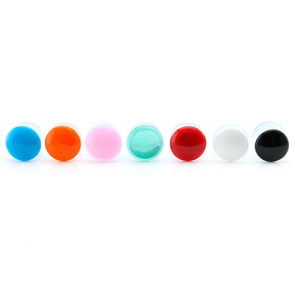 Urban Body Jewelry Light Blue Color Front Single Flare Glass Plugs Sizes/Gauges 8G - 00G (1 Pair - 2 Pieces) (7/16" (11mm))