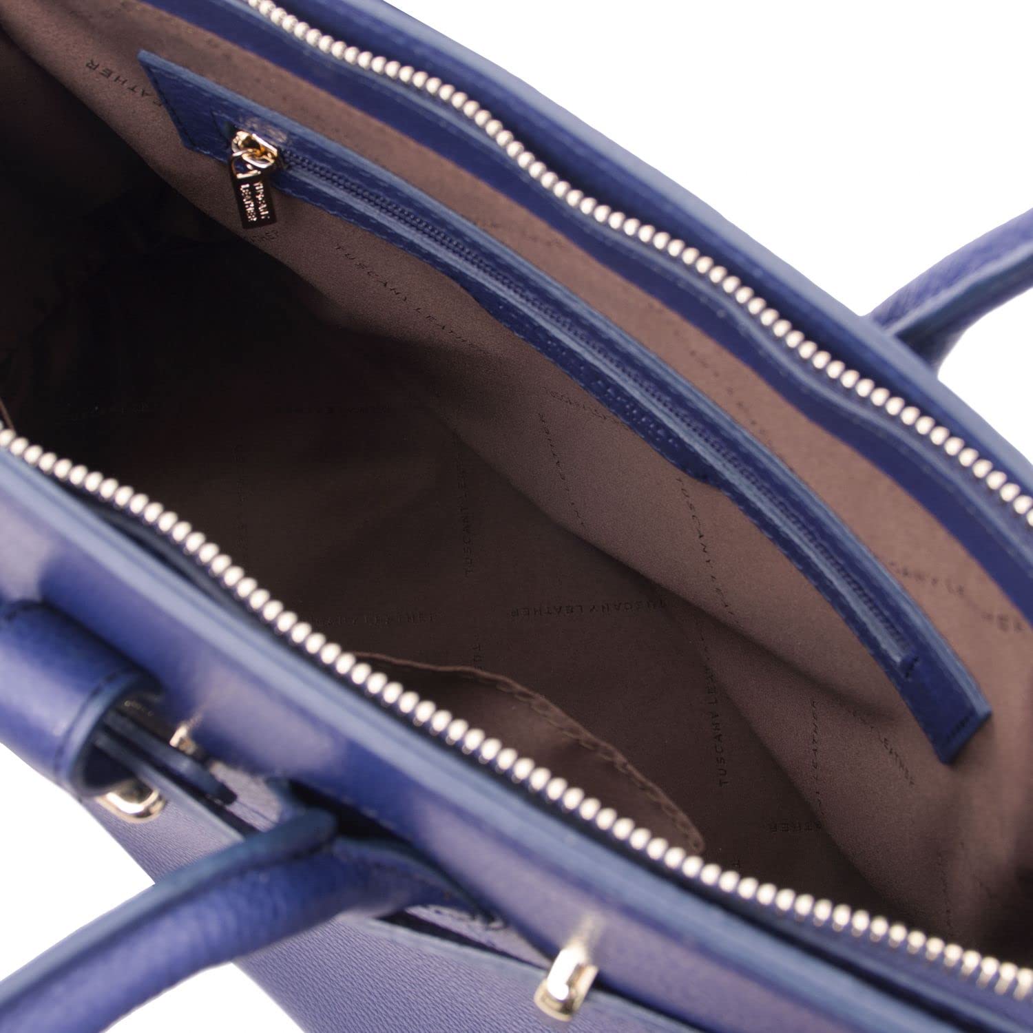 Tuscany Leather TLBag Leather handbag with golden hardware Dark Blue