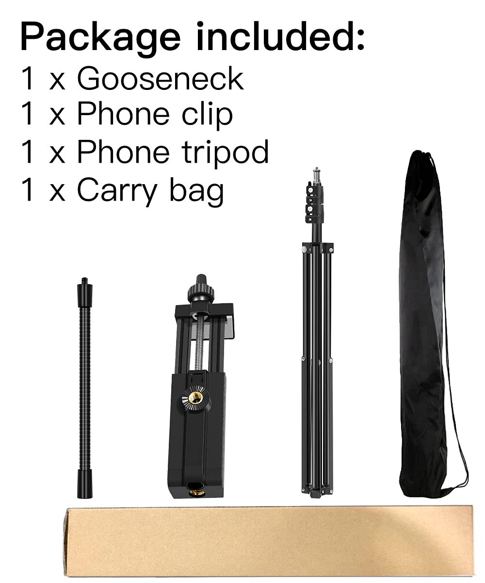Tall Tripod for iPhone Pixel 6.67ft/80inch Tripod Phone Video Cell Stand Photography Rotatable Live Video Stand Compatible with and Most Mobile Phones( Tripod + Gooseneck+ Phone Clip+ Carry Bag)