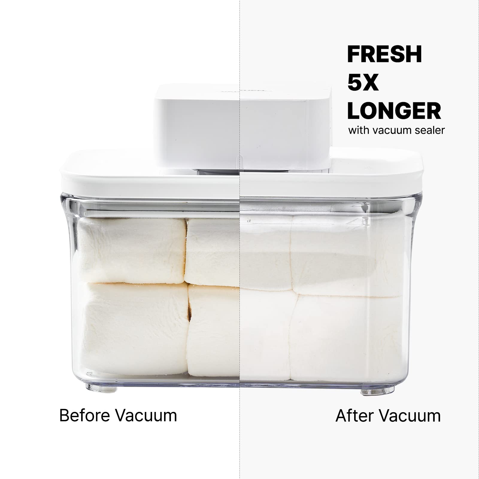 VAKUEN Premium Airtight Food Storage Containers, Square 2PC/Set(1.48qt), Smart One-Click Seal Lid, No Hinges, 100% Leak Proof, BPA-FREE, Dishwasher, Freezer & Microwave Safe