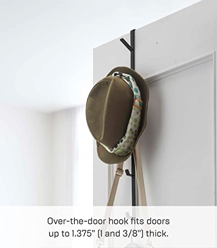 Yamazaki Home 7646 Over The Door Hooks - Vertical Hanging Coat Rack, Black