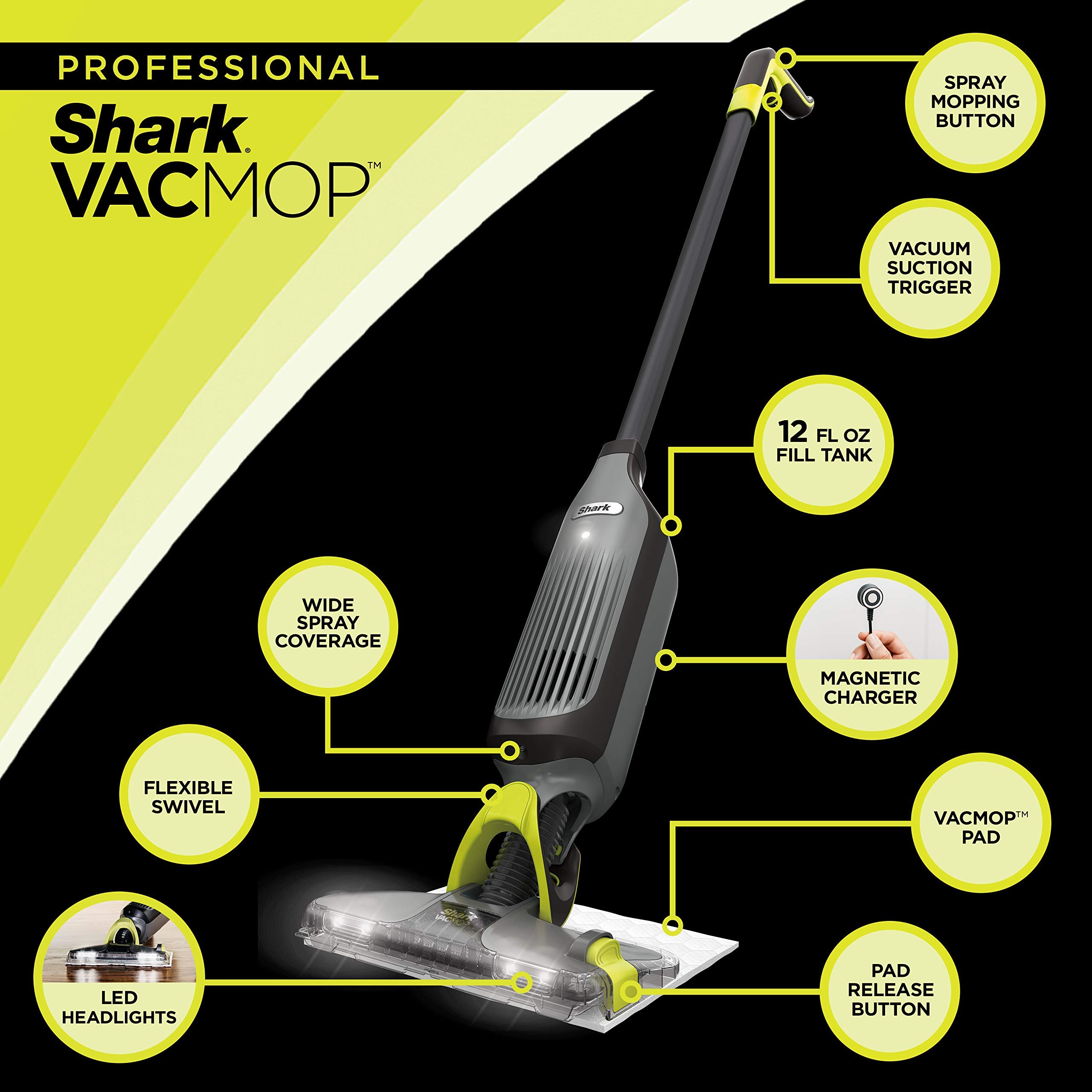 Shark VACMOP Pro Cordless Hard Floor Vacuum Mop with Disposable Pad, Charcoal Gray (Renewed) (VM252 Vacmop Charcoal Gray)
