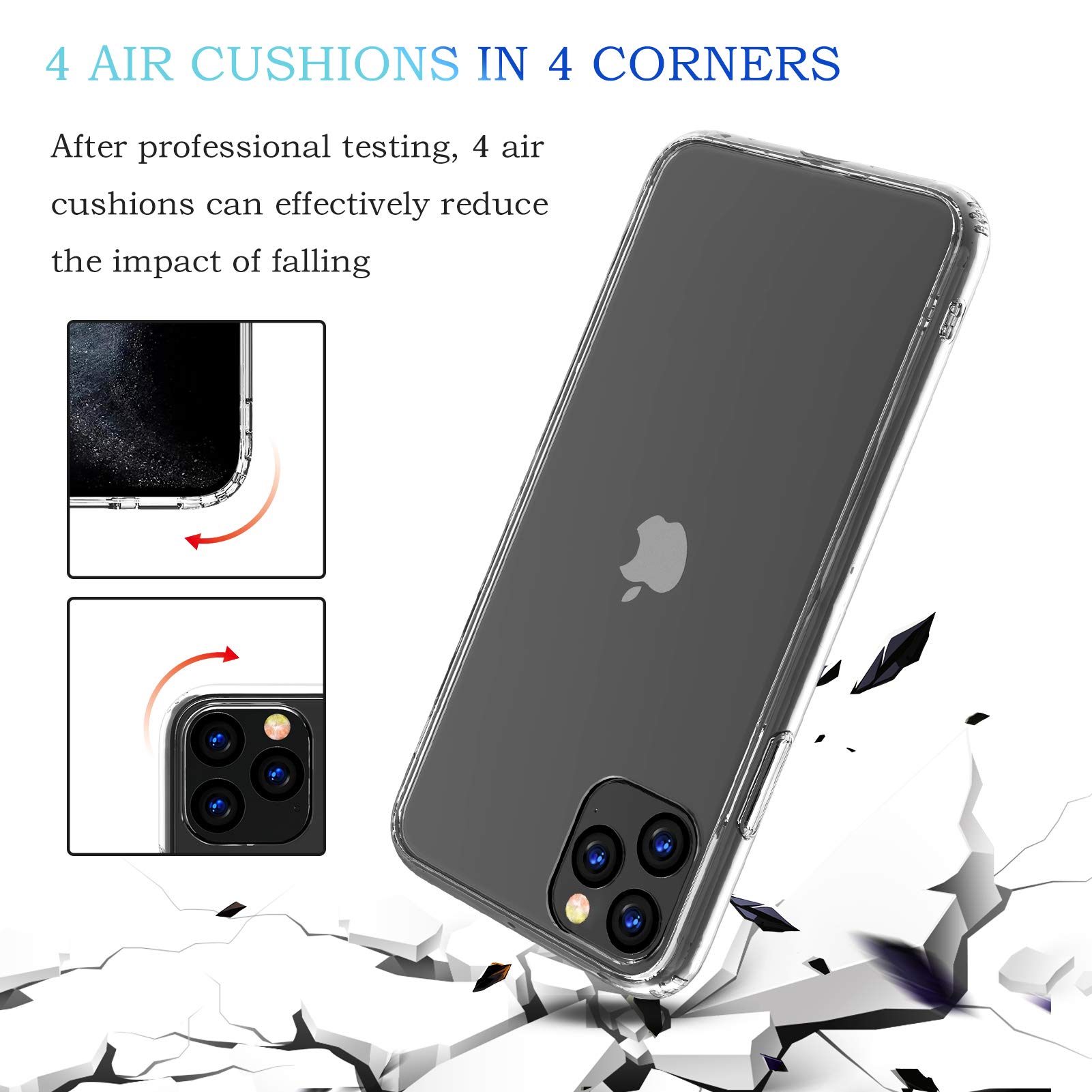 Restoo Designed for iPhone 11 Pro Max Clear Case,Crystal Slim-fit Soft TPU with 4 [Shock-Absorption] Corners Case for iPhone 11 Pro Max 6.5 inch,Clear