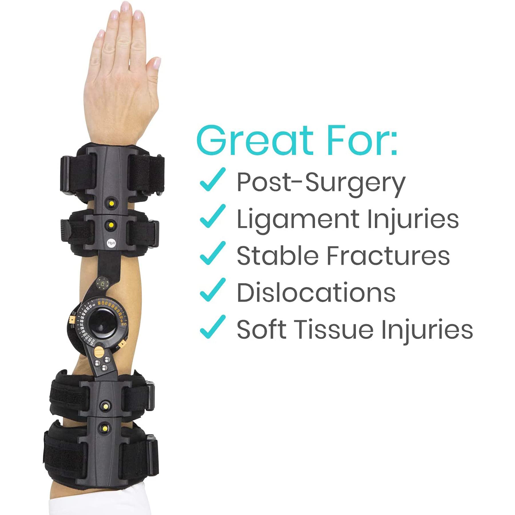 WILLQ Hinged ROM Elbow Brace for Post Elbow Brace Stabilizer Splint Arm Injury Recovery Support Fits All Unisex Hinged Support Sling Stabilizer for Dislocated Arm Recovery Support,Right