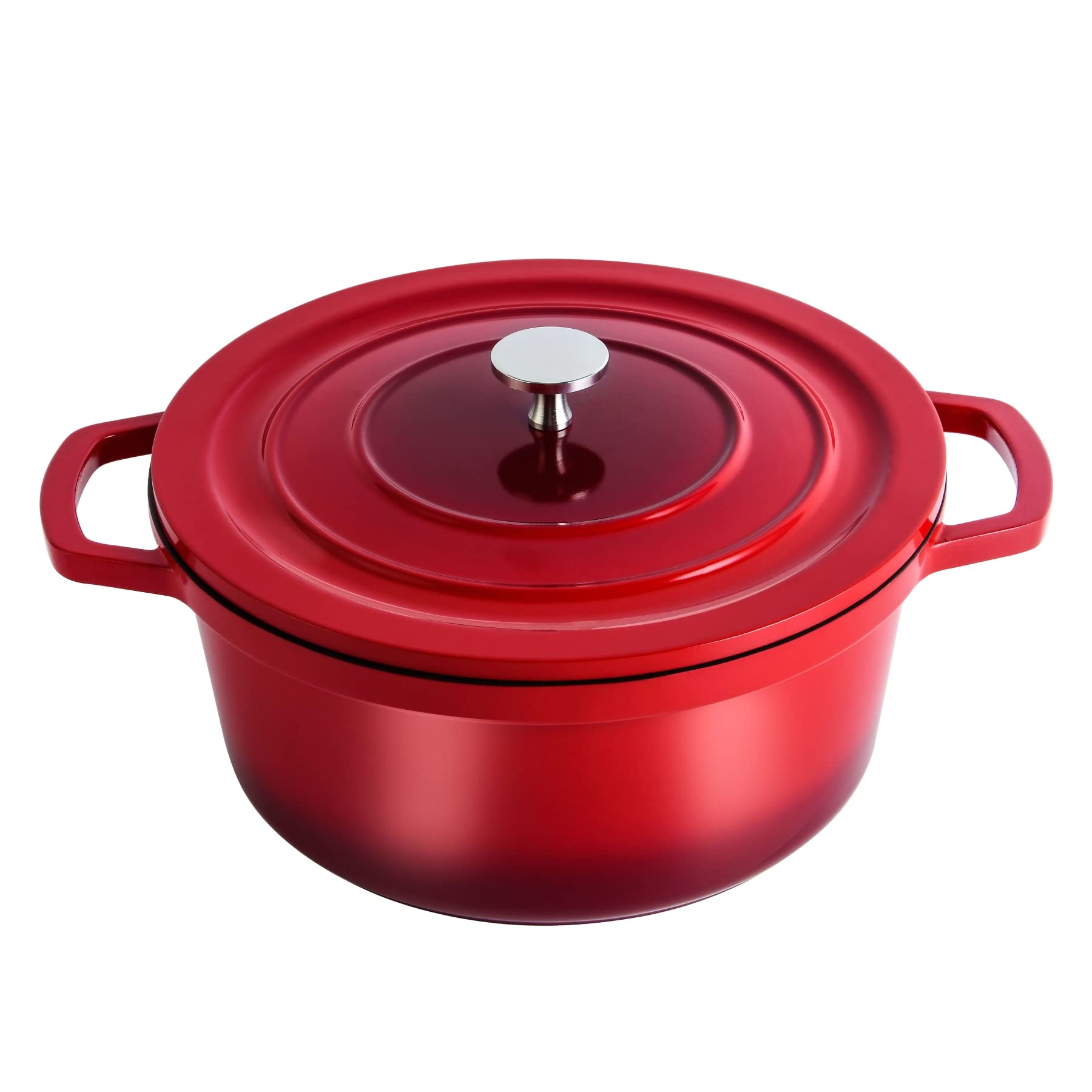swiflon Dutch Oven Pot with Lid 6.8-QT Cast Aluminum Nonstick Casserole, Lightweight Cookware Braiser Pot Suitable for Meats, Soups, Bread Baking in Oven, Red