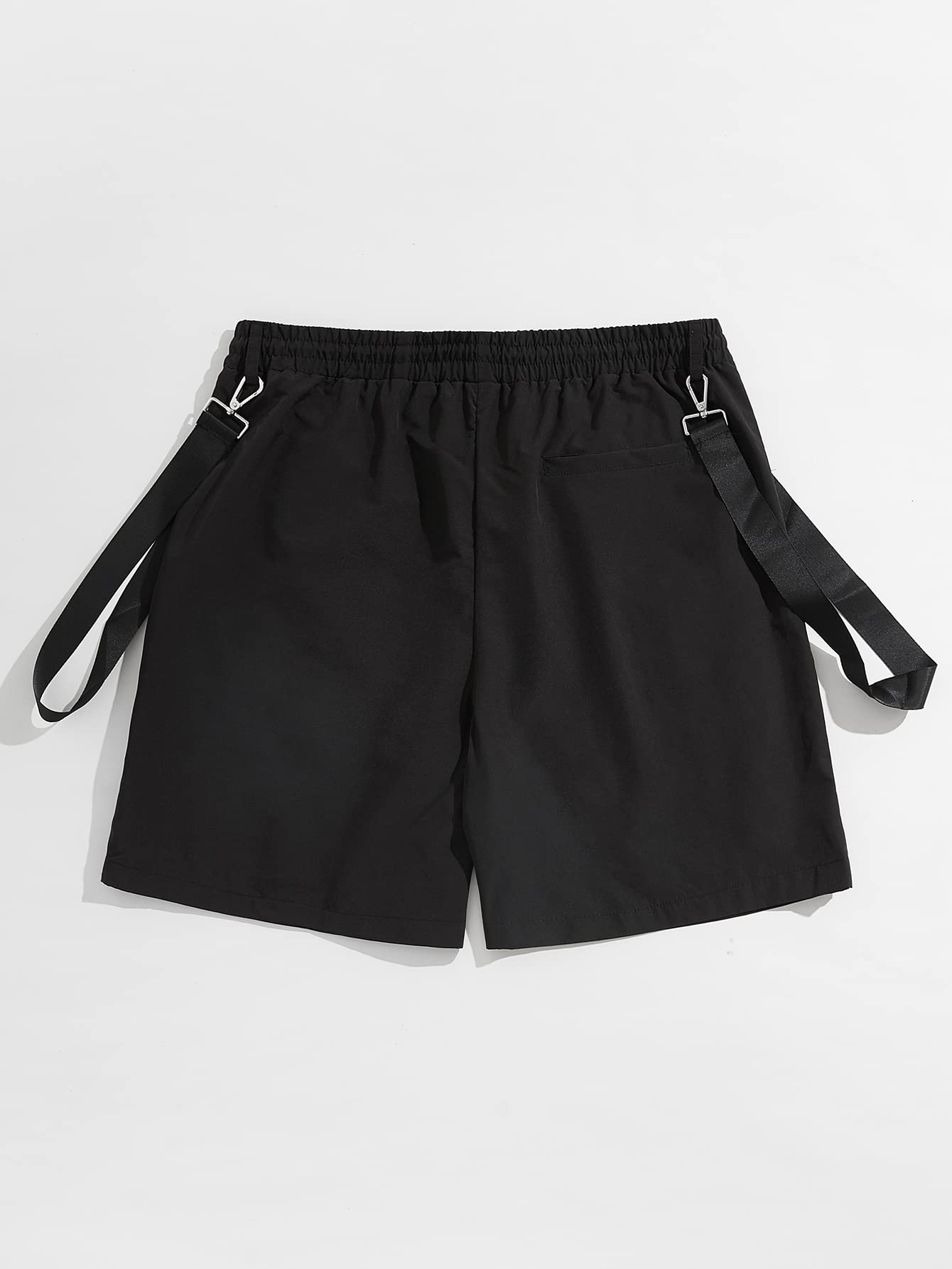 Verdusa Men's Casual Pocket Front Drawstring Waist Cargo Shorts Black S