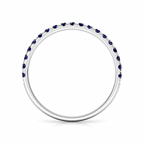 VS Jewels Round Cut Blue Cubic Zirconia Half Eternity Wedding Band Ring in 925 Sterling Silver Size 6.25