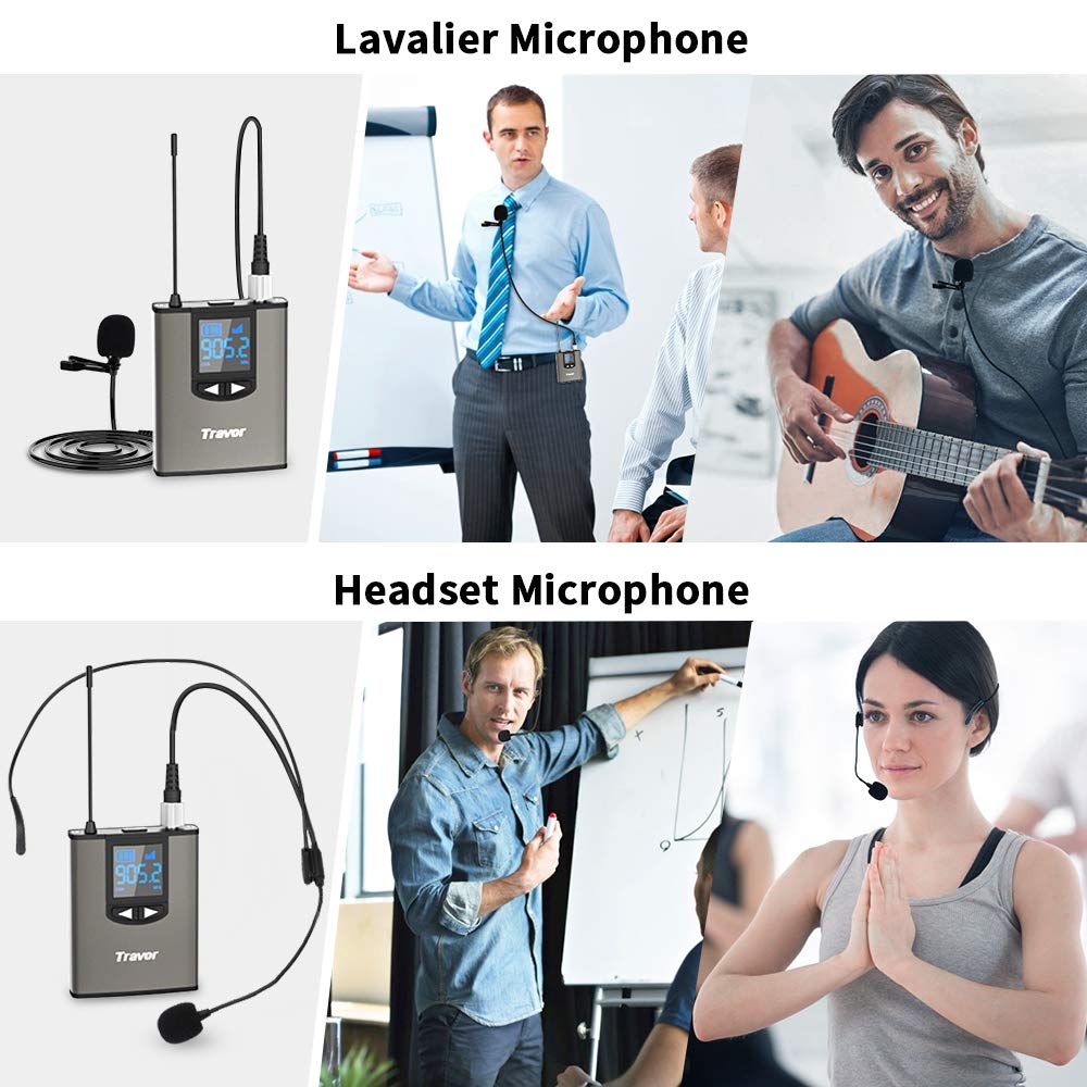 Travor Dual Wireless Lavalier Microphone System with Headset/Lapel Mics with Noise Reduction for DSLR Camera, Smartphones, PA Speaker, Podcast, YouTube, Interview, Vlogging, Video Recording