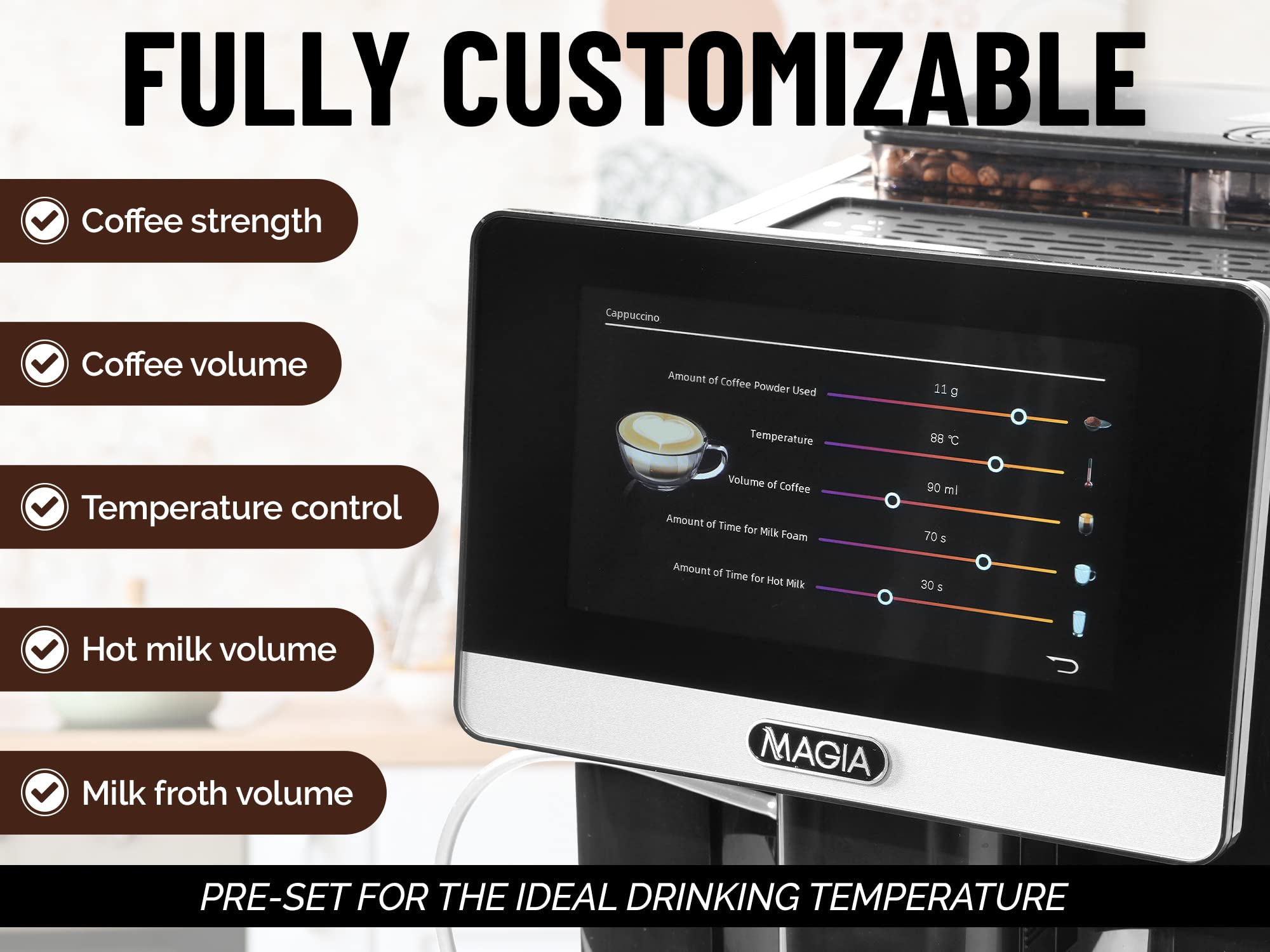 Zulay Magia Super Automatic Coffee Espresso Machine with Grinder, Easy To Use 7β Touch Screen and 1 Gallon Cold Brew Coffee Maker with EXTRA-THICK Glass Carafe & Stainless Steel Mesh Filter