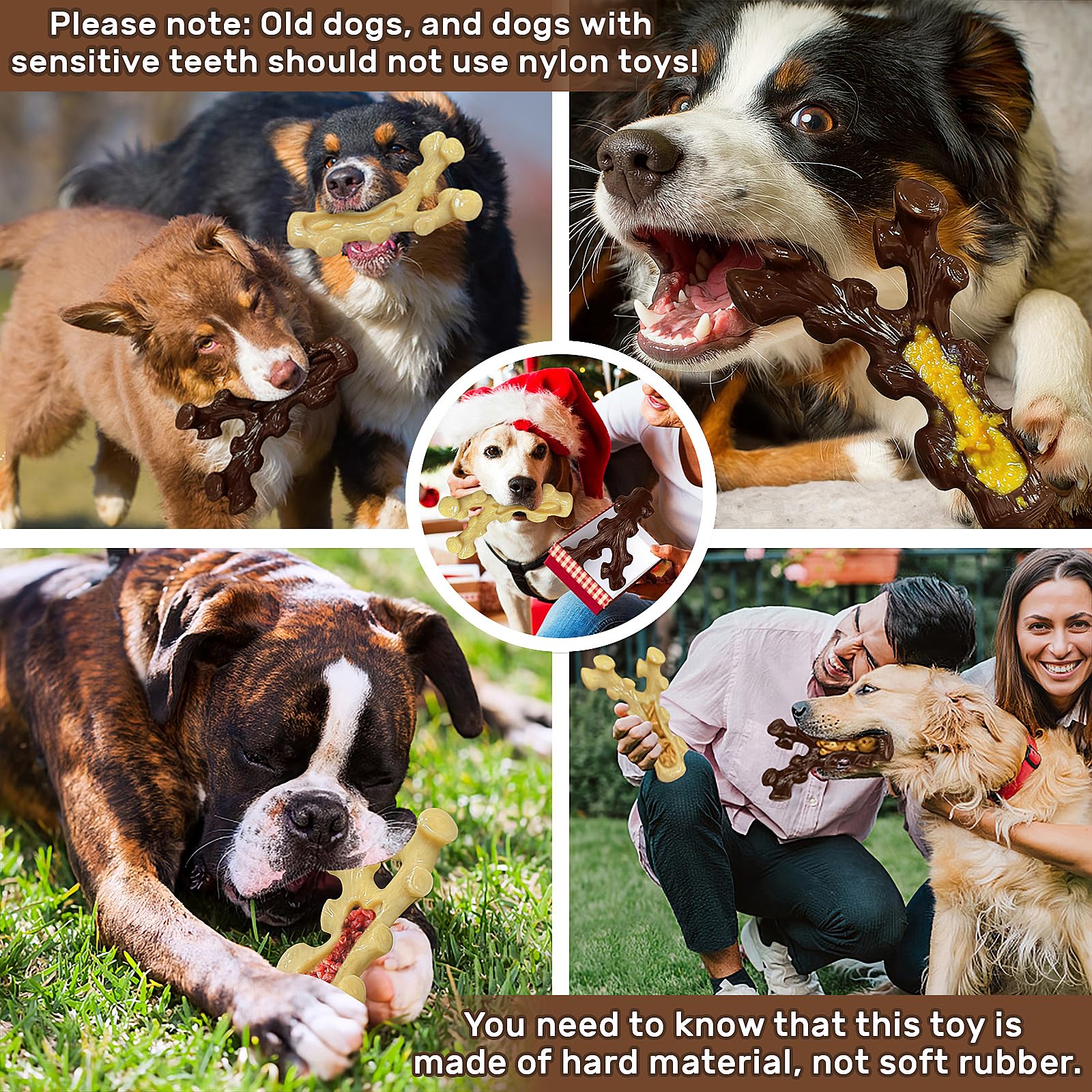 SIHRMIU 2 Pack Dog Chew Toys for Aggressive Chewers,Boredom and Stimulating Best DogToys for Medium/Large Breed,Tough Durable Almost Indestructible Dog Bones for Teeth Cleaning and Training