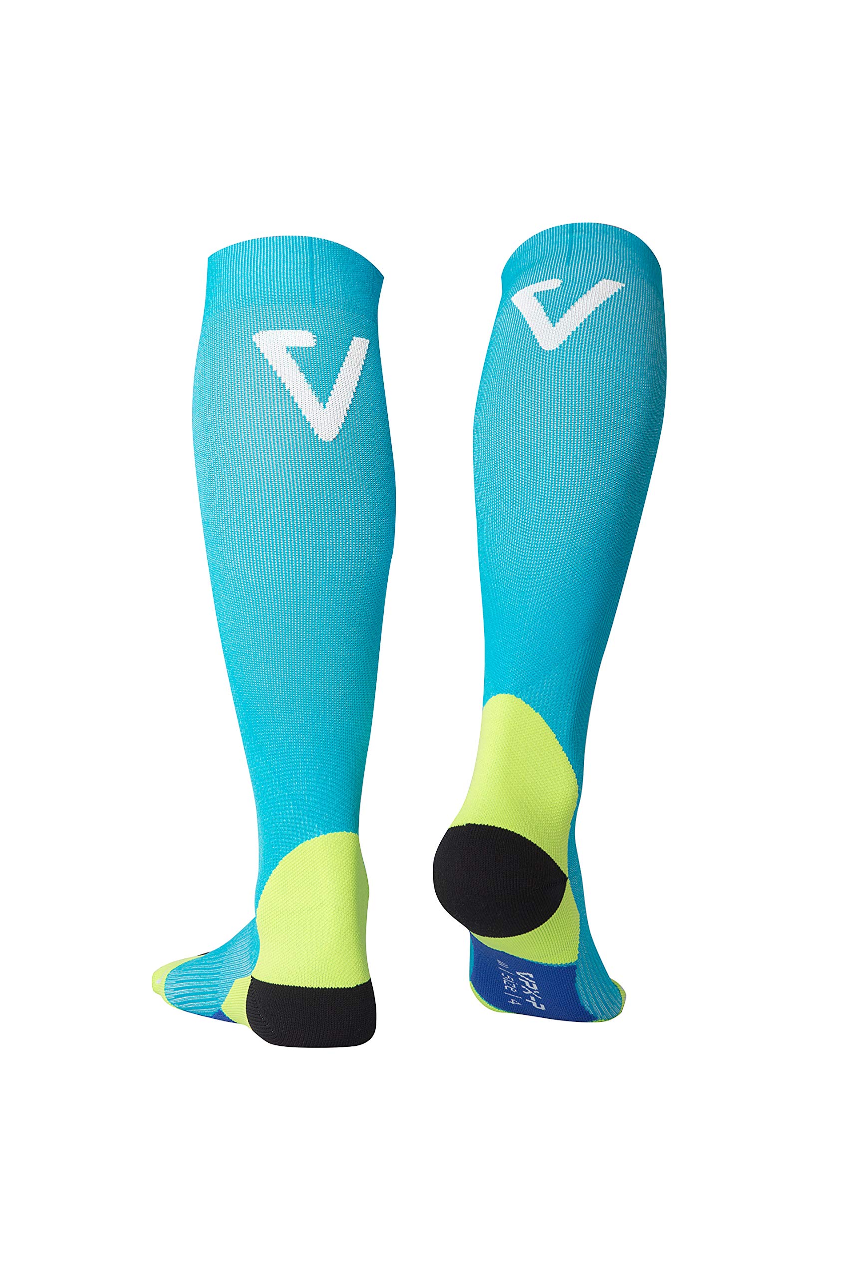 VPX-P Premium Compression Socks for Women and Men 20-30 mmHg β High Knee Compression Socks -For Flights, Running, Athletic, Nursing, Travel- Medias de Compression (Carolina Blue, Large-4)