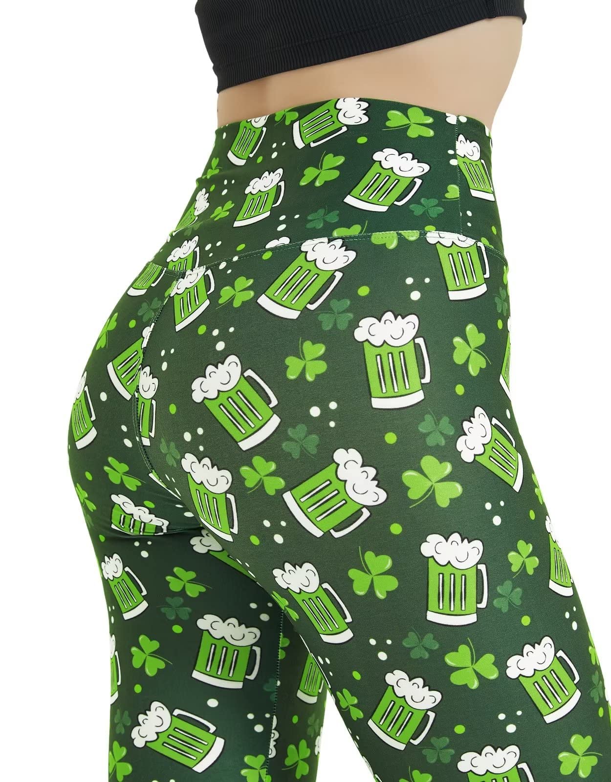 sissycos Women's Halloween Crossover Leggings High Waisted Printed Tights (Sugar Skull, Small)