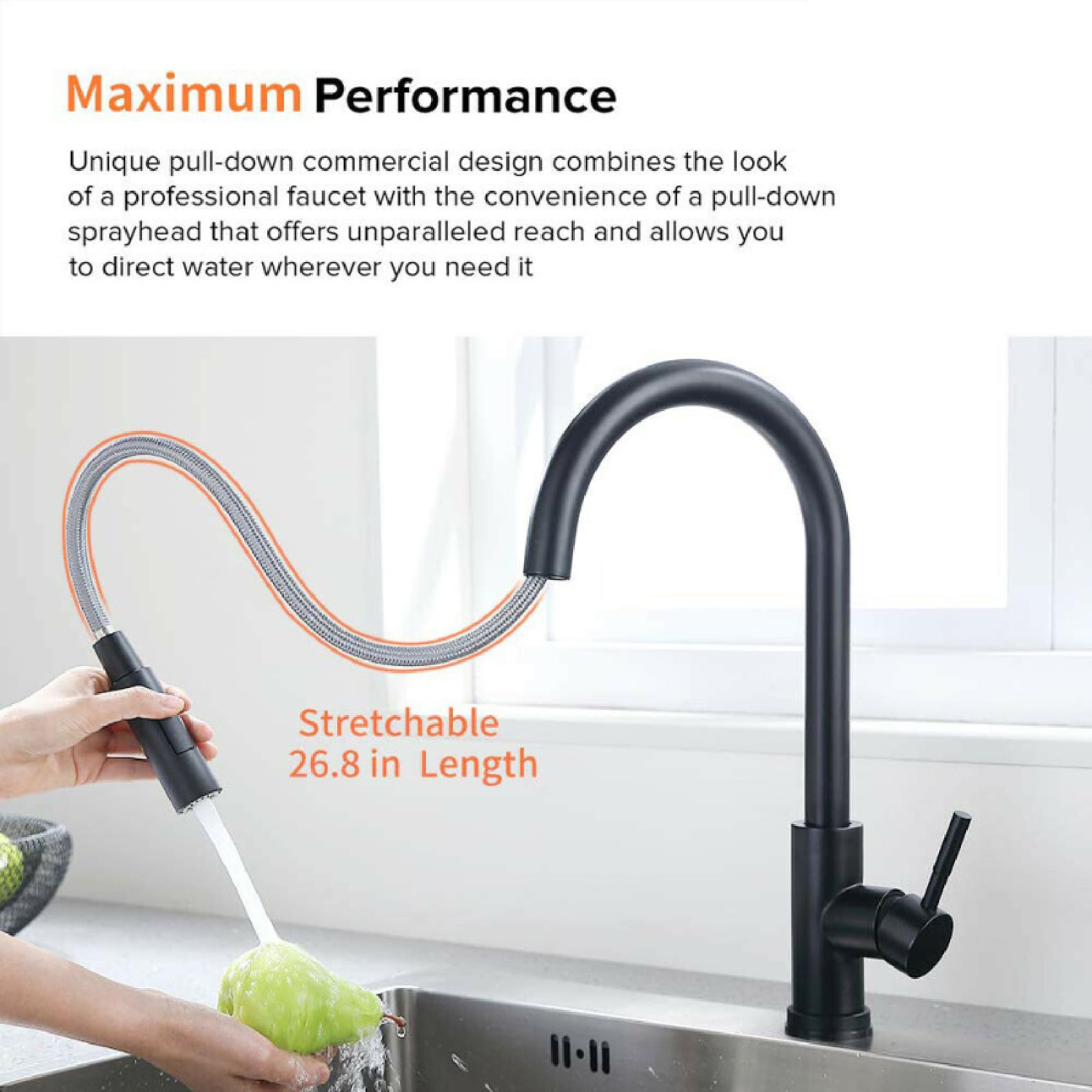 Touchless Kitchen Faucet, Single Handle Motion Sensor Kitchen Sink Faucet with Pull Down Sprayer, Brushed Stainless Steel 3 Way Faucet for Kitchen Sink