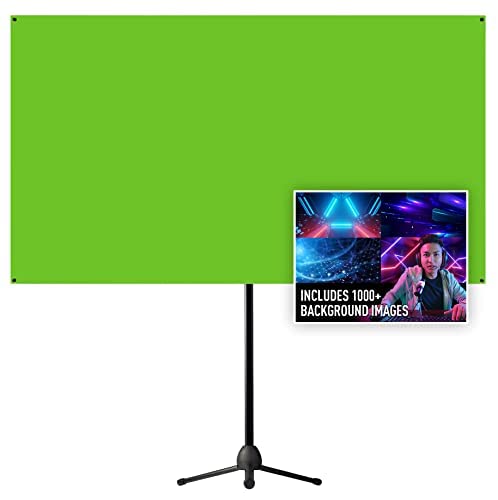 Valera Explorer Green Screen with Stand - Portable Chroma Key Panel, 1000 Free Backgrounds Included, Wrinkle Resistant Green Fabric Backdrop, Tripod & Wall Mount, Carry Case, Portrait & Wide Landscape