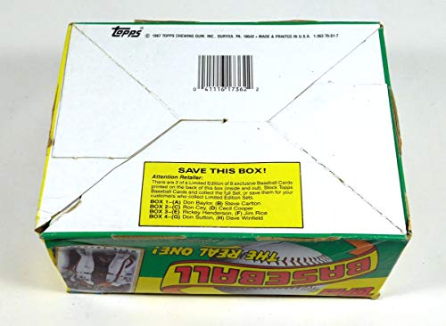 Topps 1987 Baseball Wax Pack Trading Card Box (36 Packs) Possible Rookie Cards Including Barry Bonds, Rafael Palmeiro and Barry Larkin
