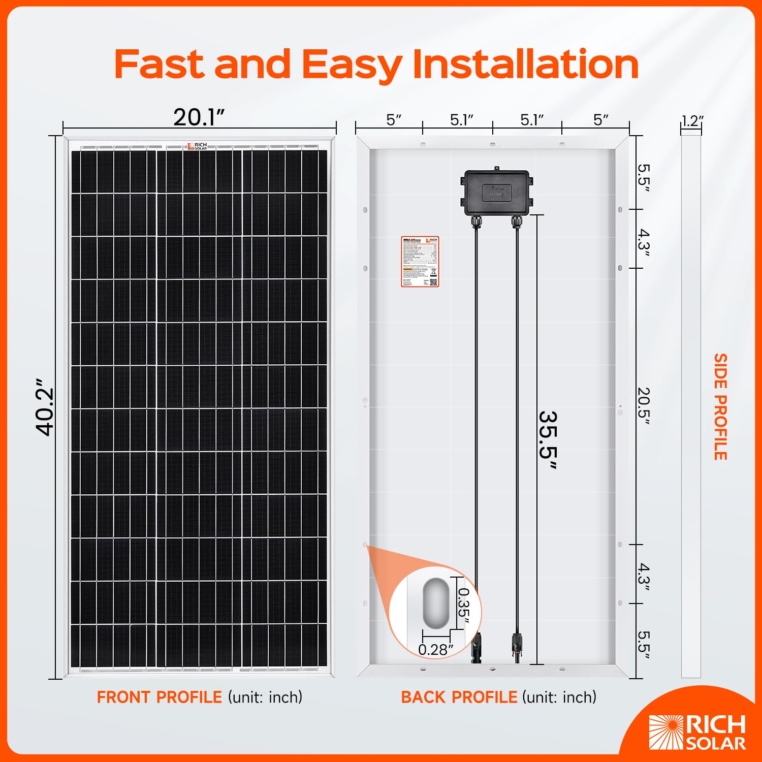 RICH SOLAR 100 Watts 12 Volt Polycrystalline Solar Kit